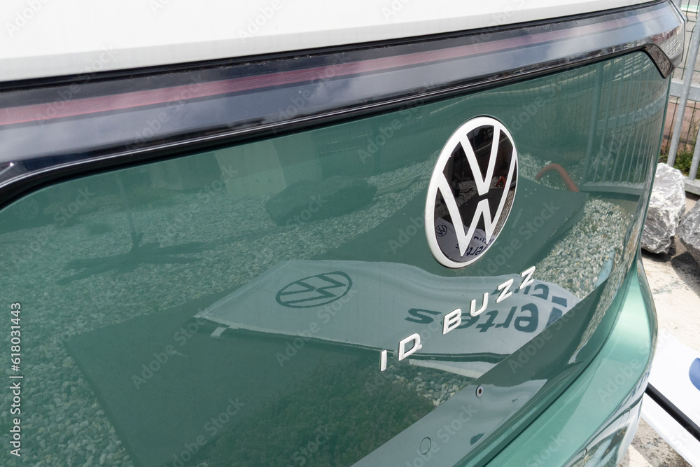 volkswagen ID. BUZZ rear of the electric VW Van Stock Photo | Adobe Stock