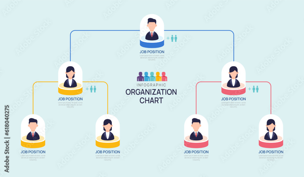 Infographic template for organization chart with business people icons ...