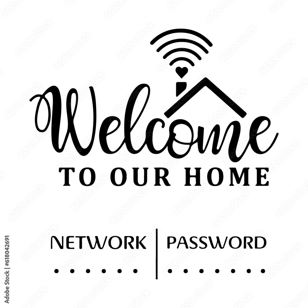 WiFi Password Sign Svg, Guest Room Sign, Home Sign Svg, Editable WiFi ...