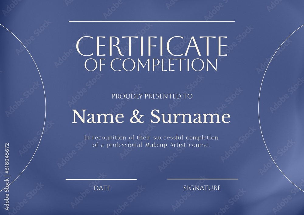Poster Composition of certificate of completion text with copy space on ...