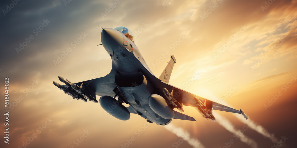 Ilustrace „Combat military fighter jet at high speed for tracking and ...