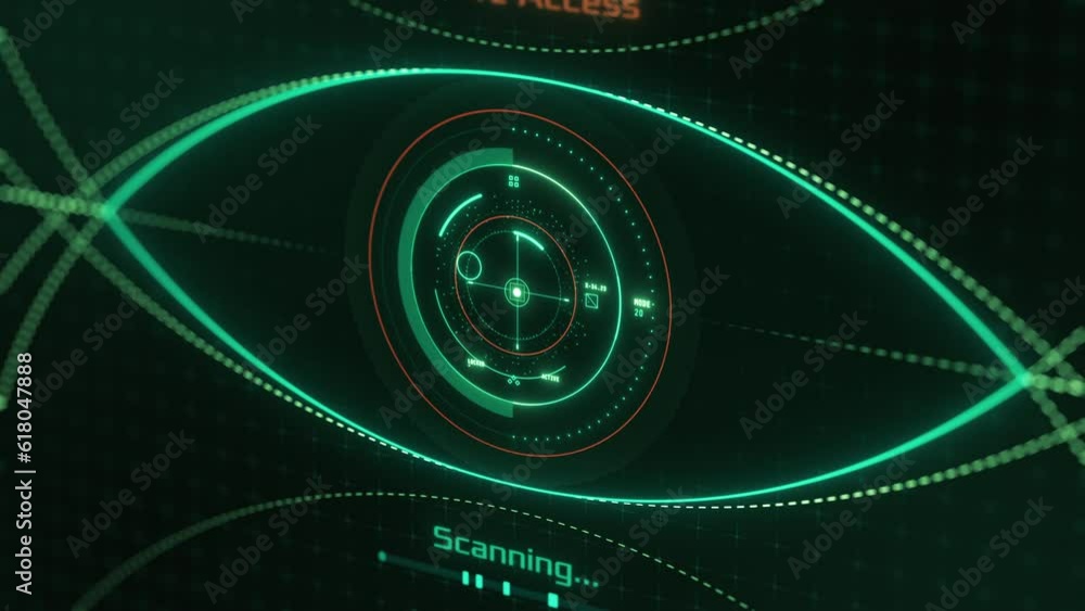 Futuristic Biometric Access, Eye Scan and Recognition HUD, secure ...