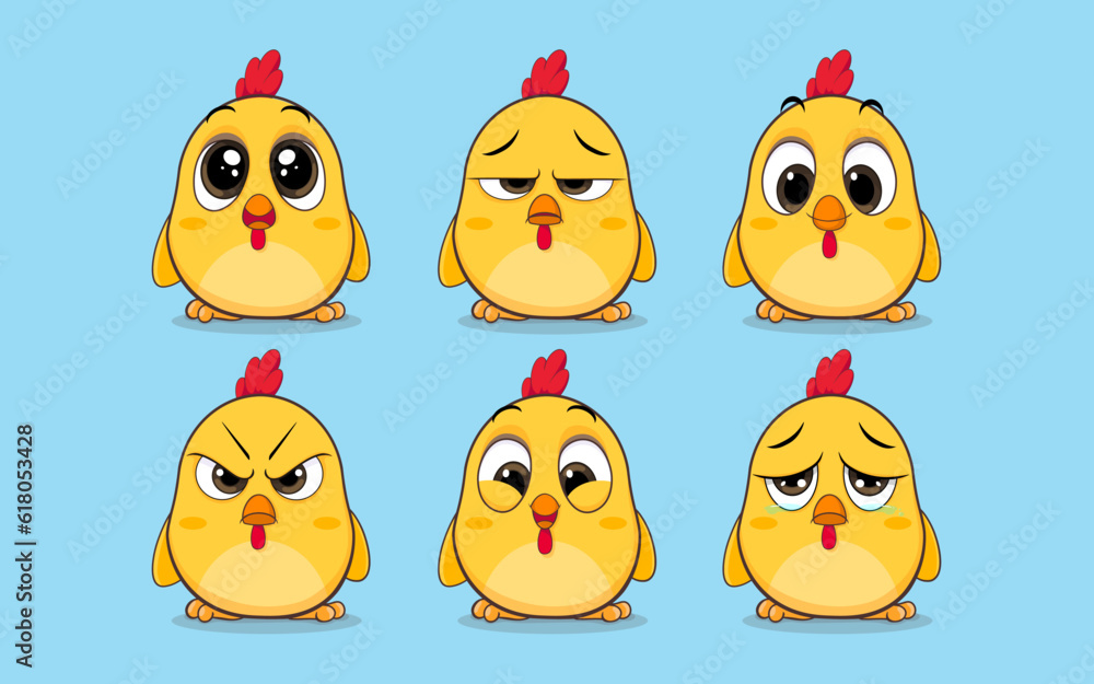 chicken vector hand drawn emotes elements collection Stock Vector ...
