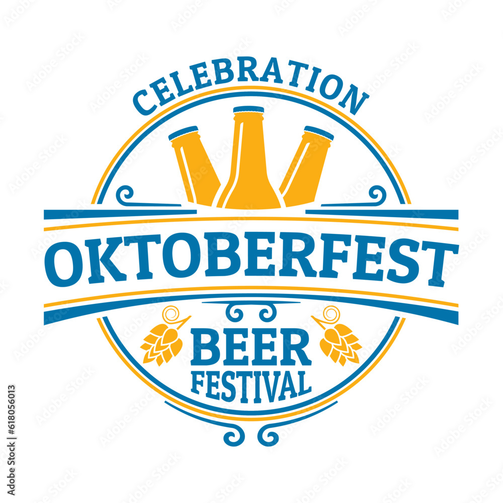 Vetor de Oktoberfest logo or label. Beer festival vintage design ...