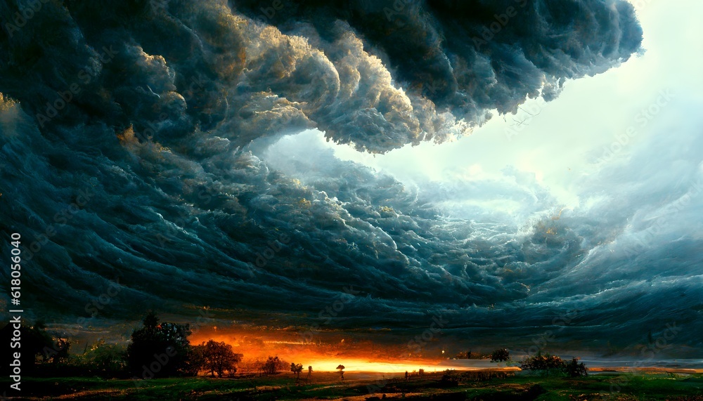 environment superstorm at dusk supercell gigantic clouds sun through ...