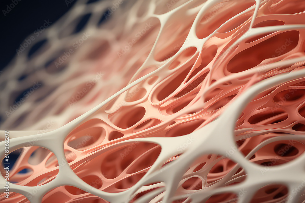 Surface of skin under microscope. Molecules and skin cells, molecular ...