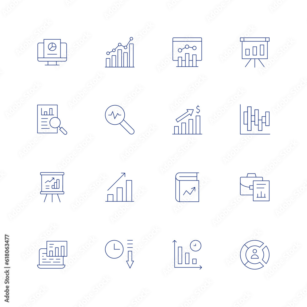 Statistics line icon set on transparent background with editable stroke ...