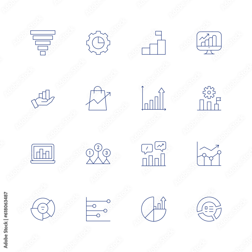 Statistics line icon set on transparent background with editable stroke ... Statistics line icon set on transparent background with editable stroke ...