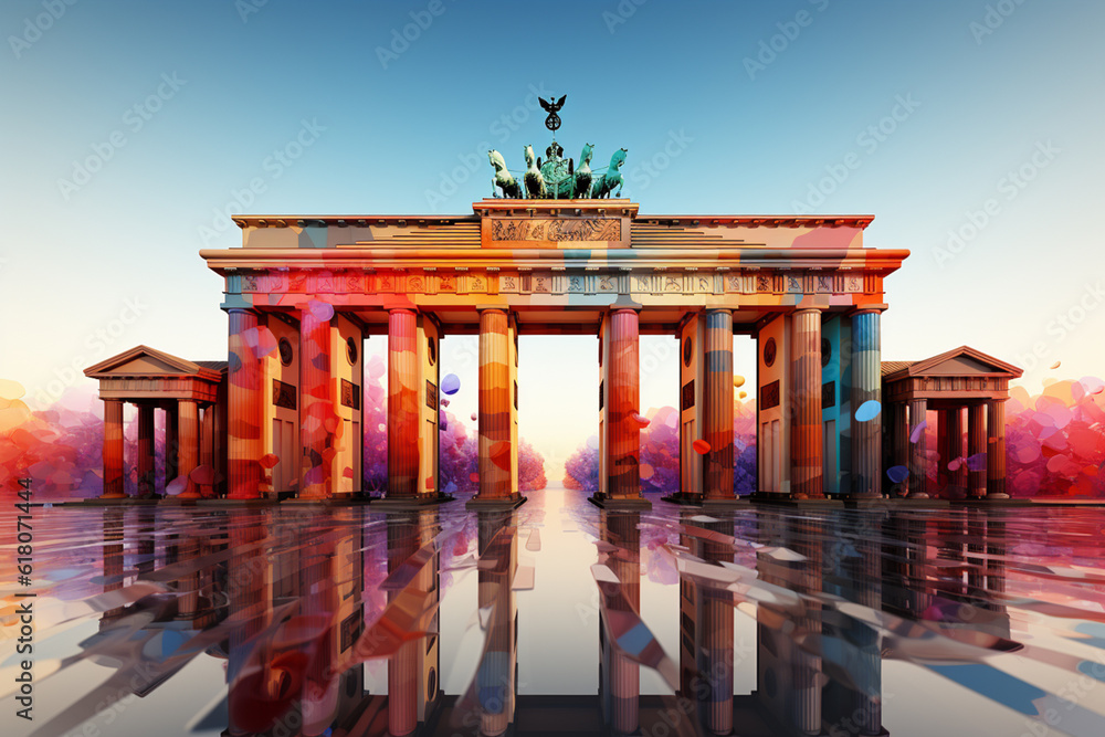 Brandenburg Gate, featuring clean lines, simple shapes, and a limited ...