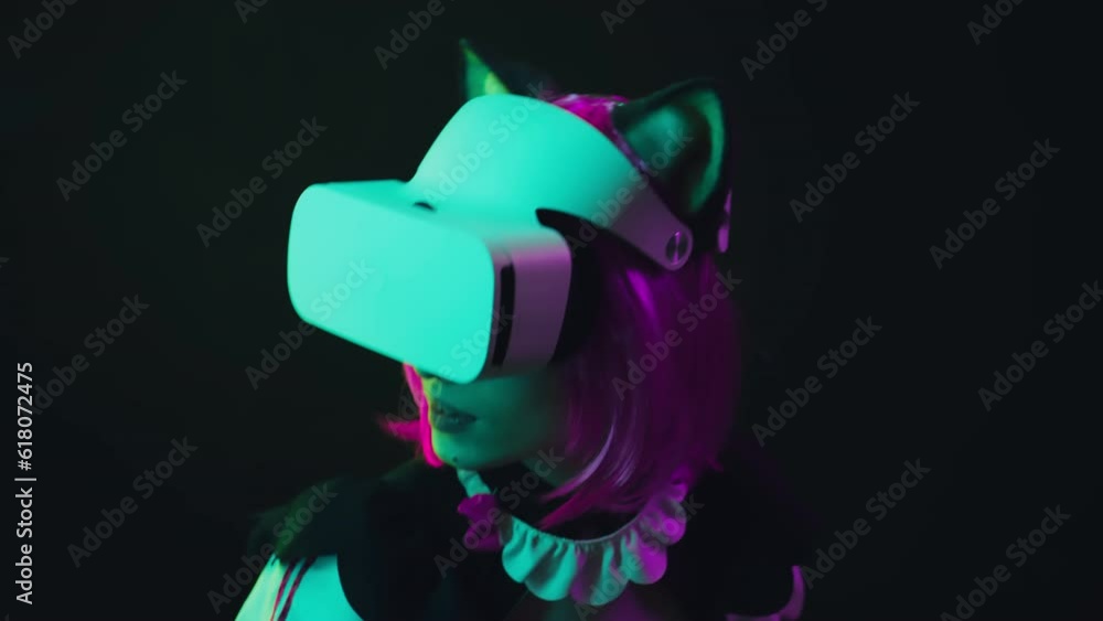 Studio portrait of modern teen girl cosplaying anime character wearing ...