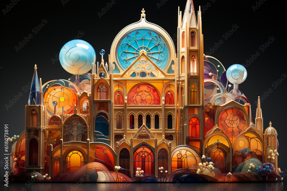 An abstract sculpture inspired by Notre-Dame Cathedral, employing ...