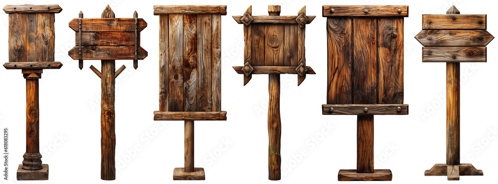 old wooden road signs, wooden billboards, wooden signposts to place ...
