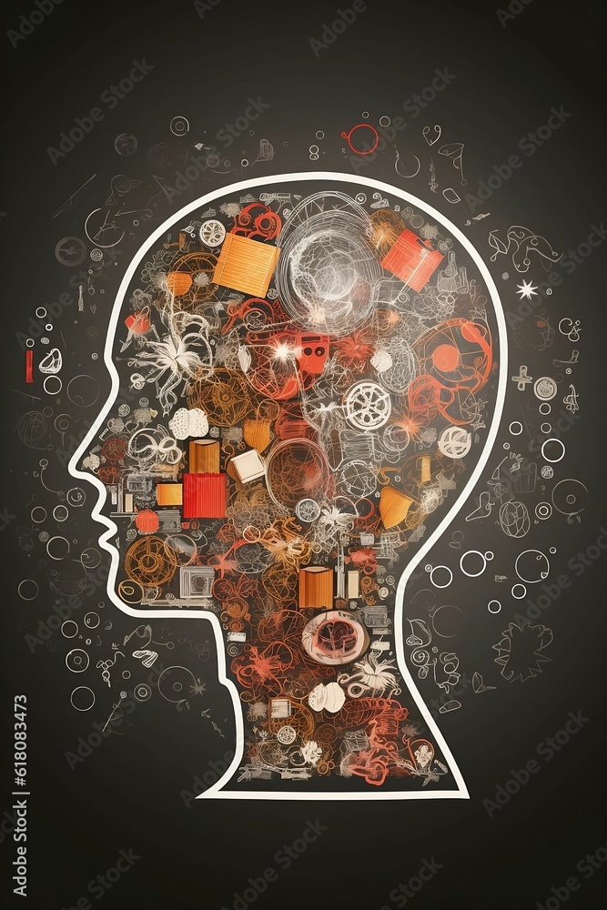 AI generated illustration of a human's head, showing a detailed look ...