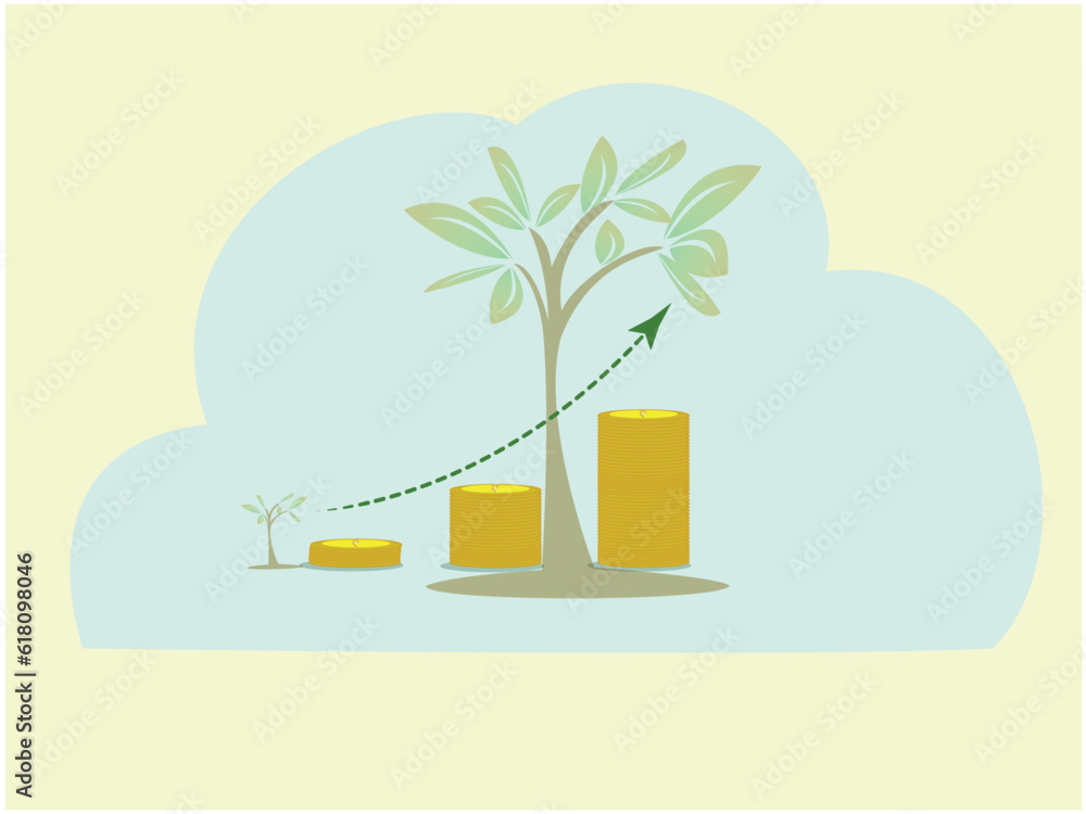 Economic Growth Illustration with Arrow Increasing on Bar Graph of ...
