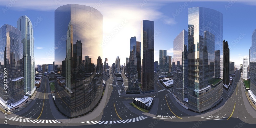 Cityscape. panorama 360. Environment map. HDRI map. Equirectangular ...
