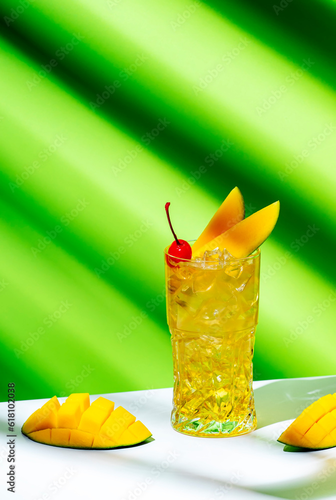Mango rum collins alcoholic cocktail with rum, syrup, ginger beer ...