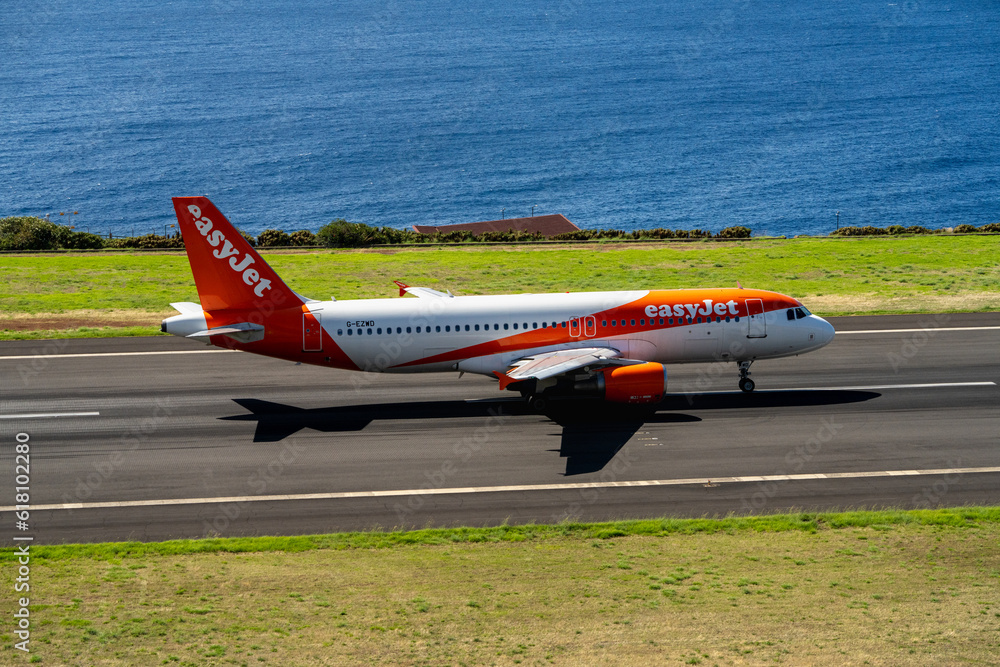 Funchal, Madeira - June 24, 2023: EasyJet Airbus A320 (G-EZWD) Takeoff ...