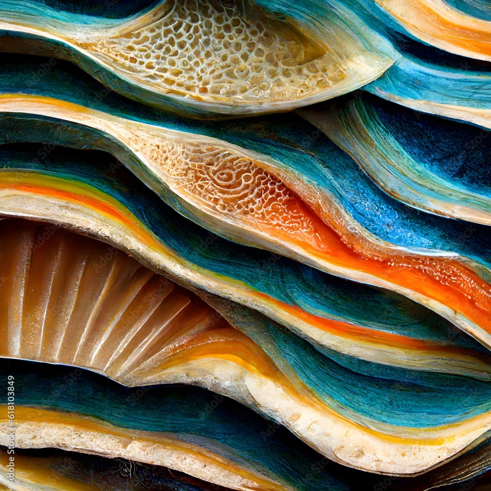 texture cross section of shell symmetrical pattern water flow striking ...