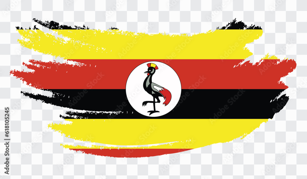 Grunge brush stroke with UGANDA national flag. Watercolor painting flag ...