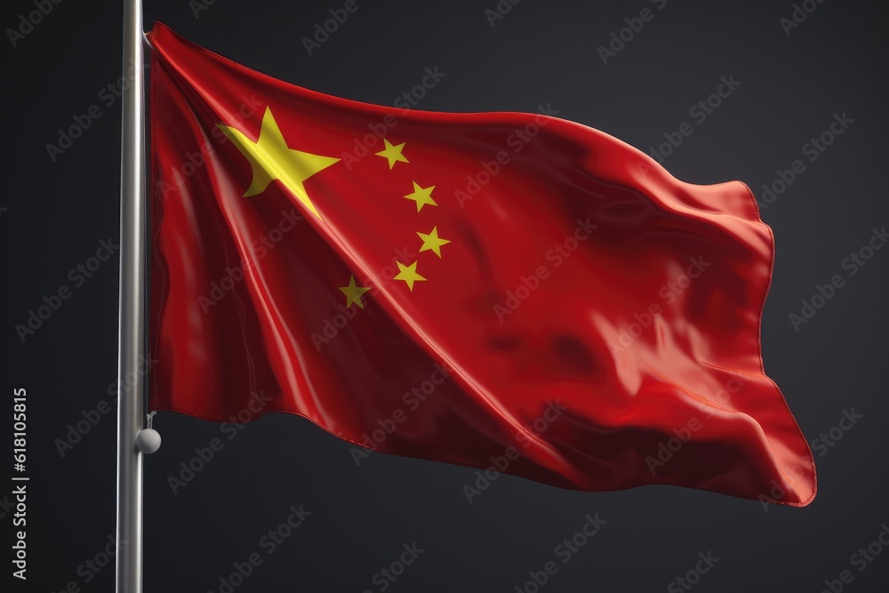 Realistic 3D Rendering of China's Flag in Motion: Vibrant Symbol of ...