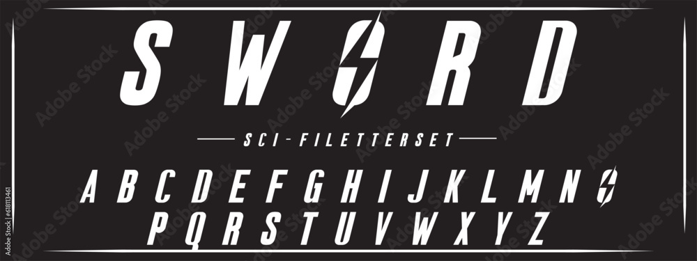 SWORD, Sports minimal tech font letter set. Luxury vector typeface for ...