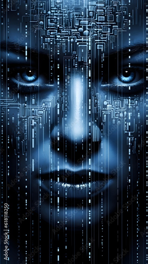 Advanced artificial intelligence system visualized as a digital human ...