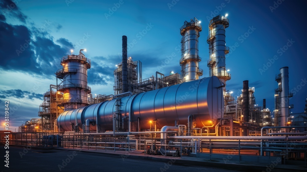 Poster Impressive Oil Refinery Industrial Complex Showcasing Advanced ...