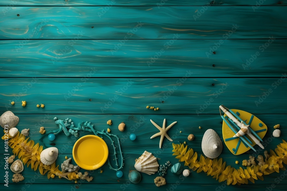 all day beach background, in the style of dark turquoise and light ...