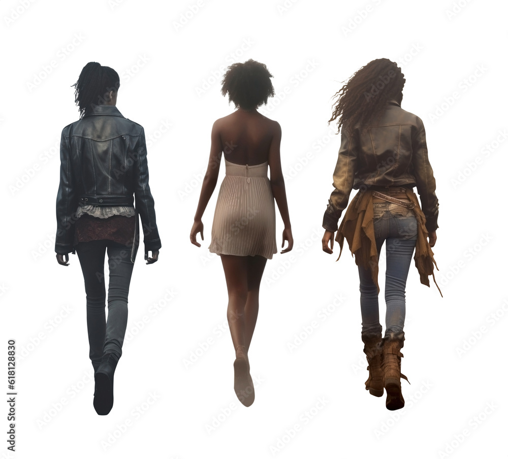 set of black woman back rear view. transparent PNG Stock Illustration ...