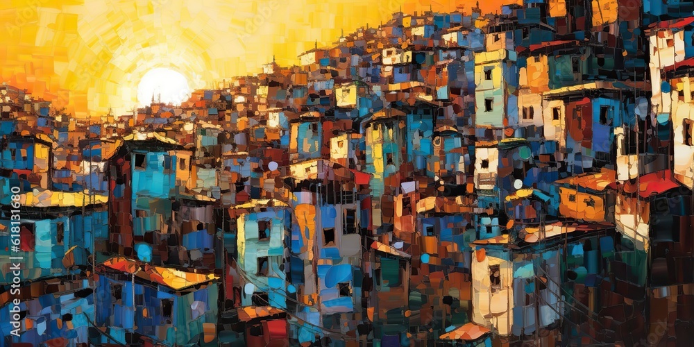 AI Generated. AI Generative. Brazil Rio Favela city urban town poor ...