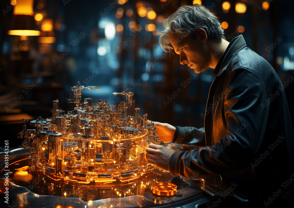 Quantum Computing Scientist in High Tech Lab Stock Illustration | Adobe ...