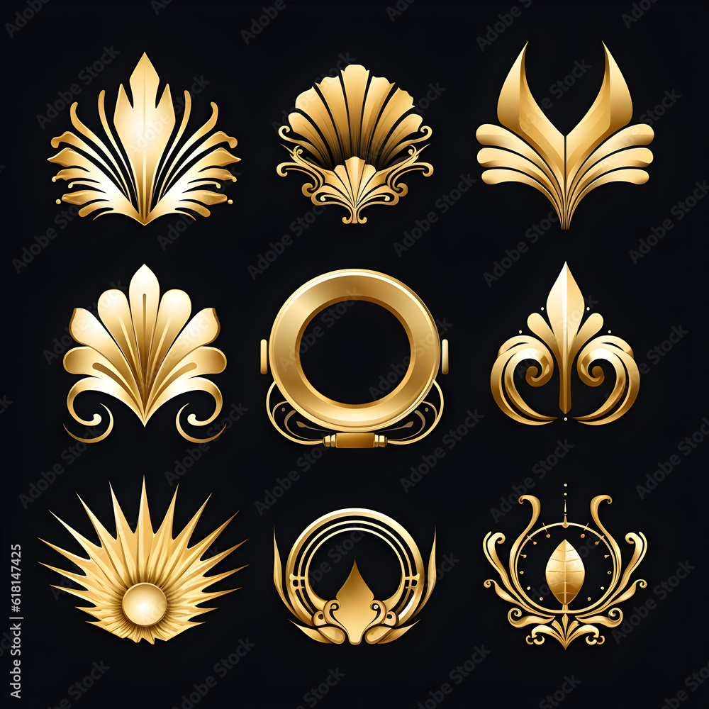 Gold, Vector - based logo templates. AI generated Stock Illustration ...