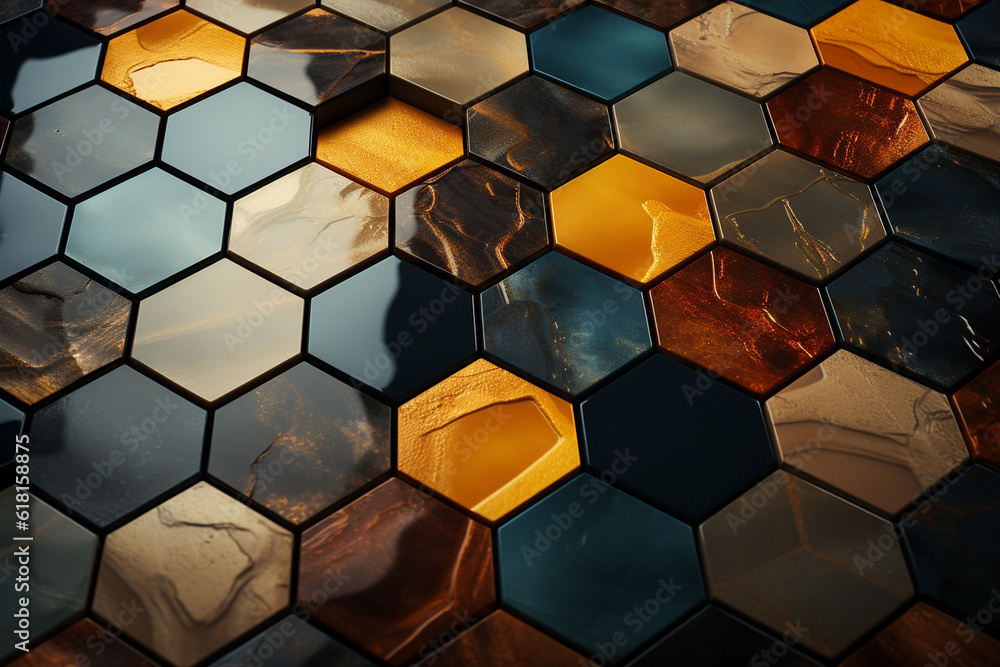 Geometric Hexagon: A contemporary hexagonal tile pattern with geometric ...