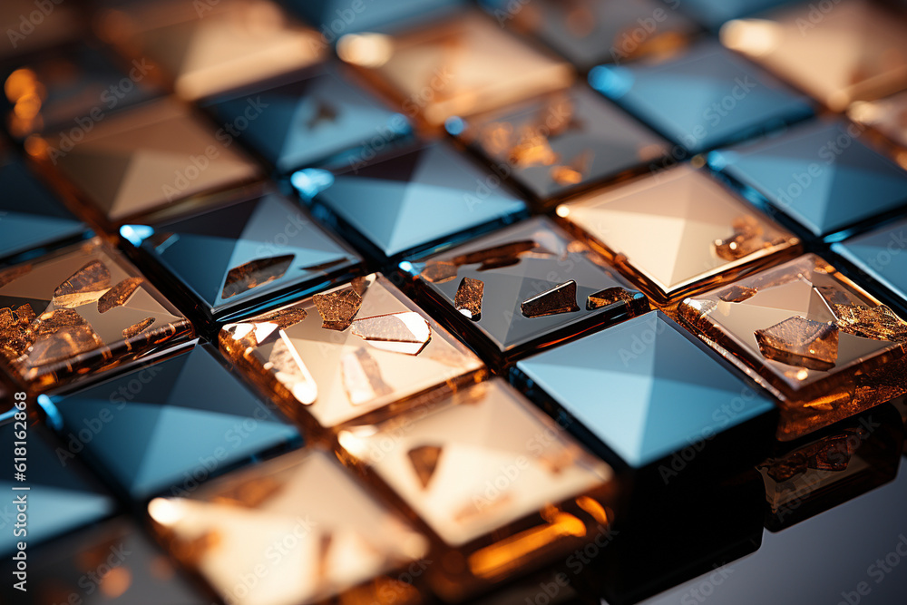 Metallic Tiles: Shimmering metallic tiles with a reflective surface ...