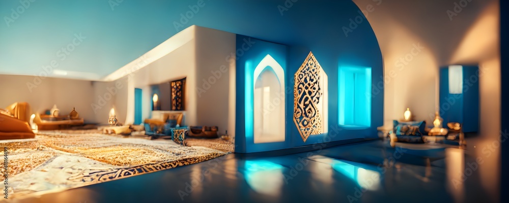 saudi home interior designblue backgroundarab stylecinematic ...