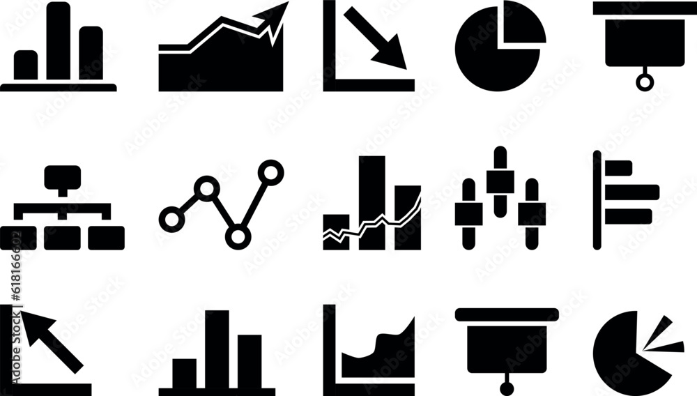 Simple set of diagram, charts and graphs related vector icons ...