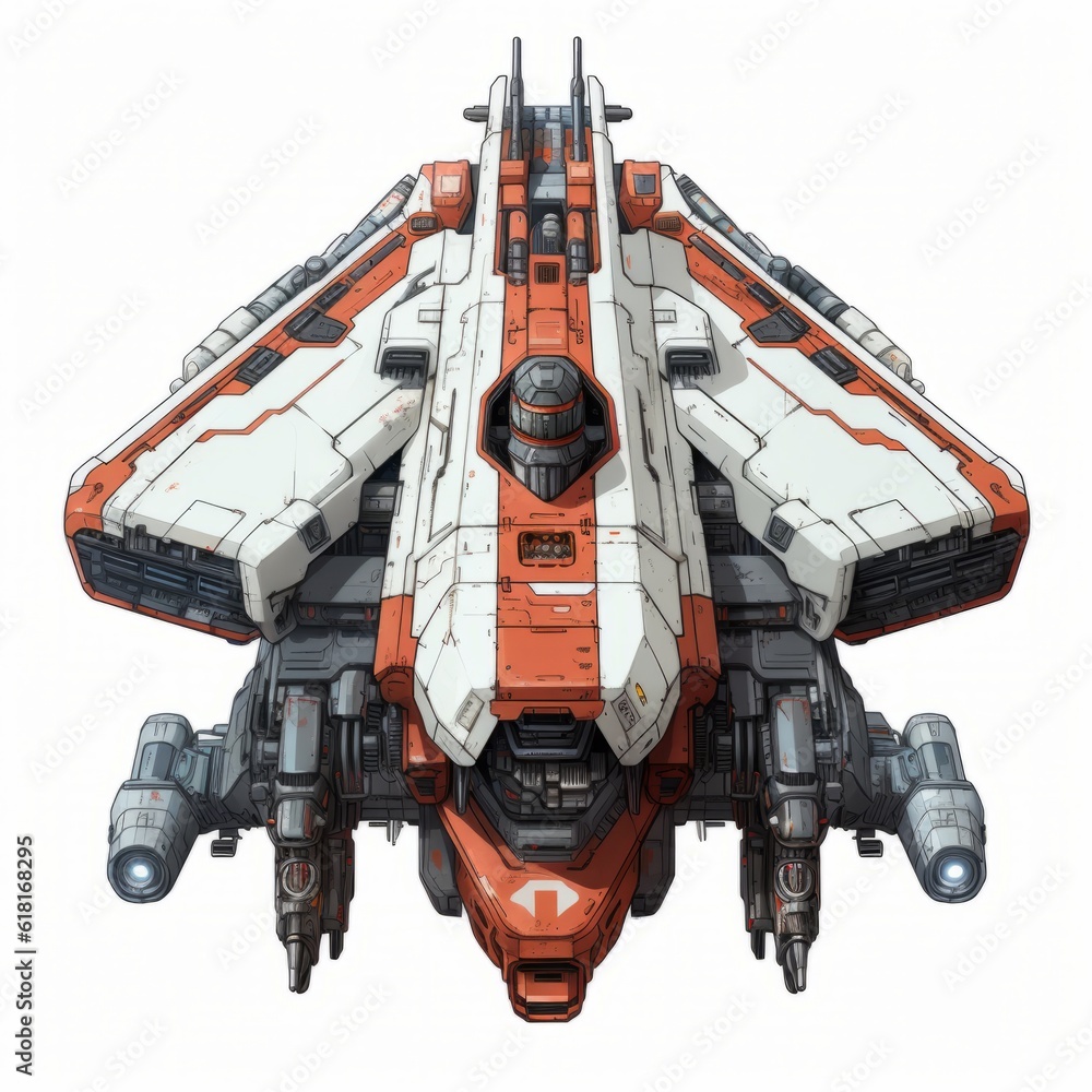 A battle space ship that has grey and dark blue colors, assets view ...