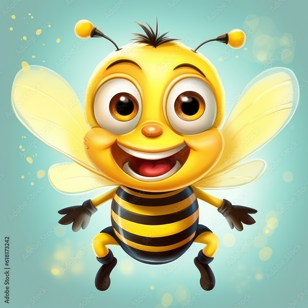 Cartoon cute bee. generative ai Stock Illustration | Adobe Stock