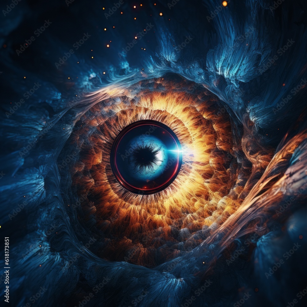 Violent space scene of a nebula smashing into a planet that resembles a ...