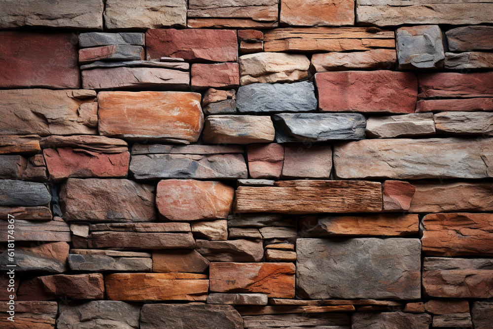 Stone Brickwork: Textured stone tiles arranged in a brick-like pattern ...