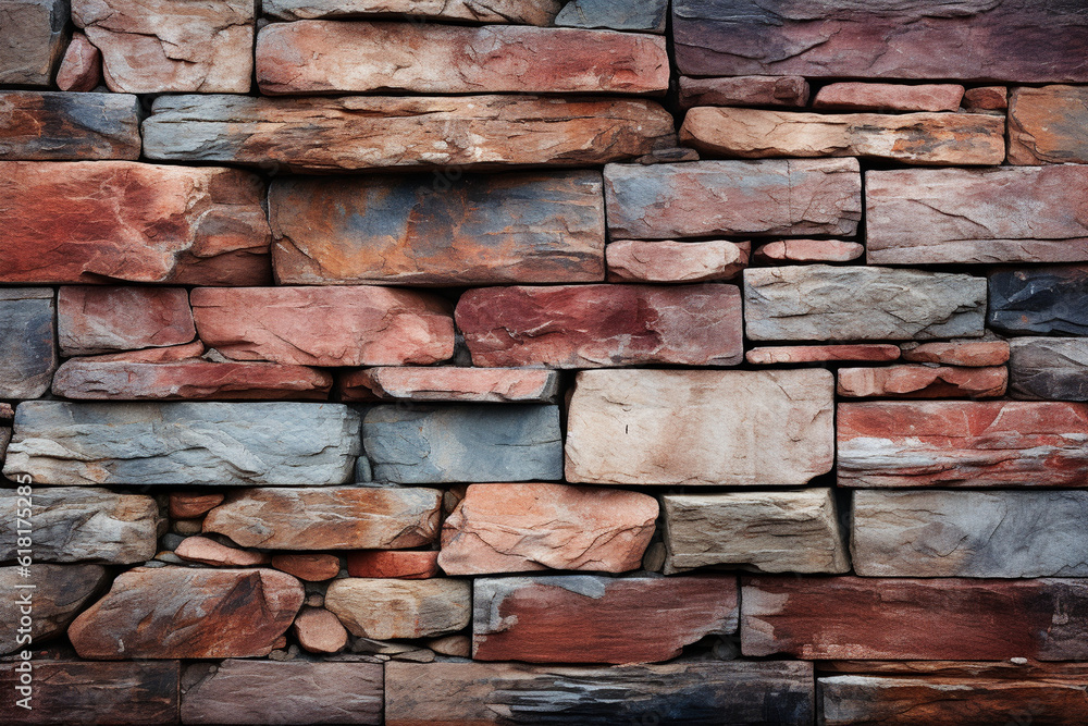 Stone Brickwork: Textured stone tiles arranged in a brick-like pattern ...
