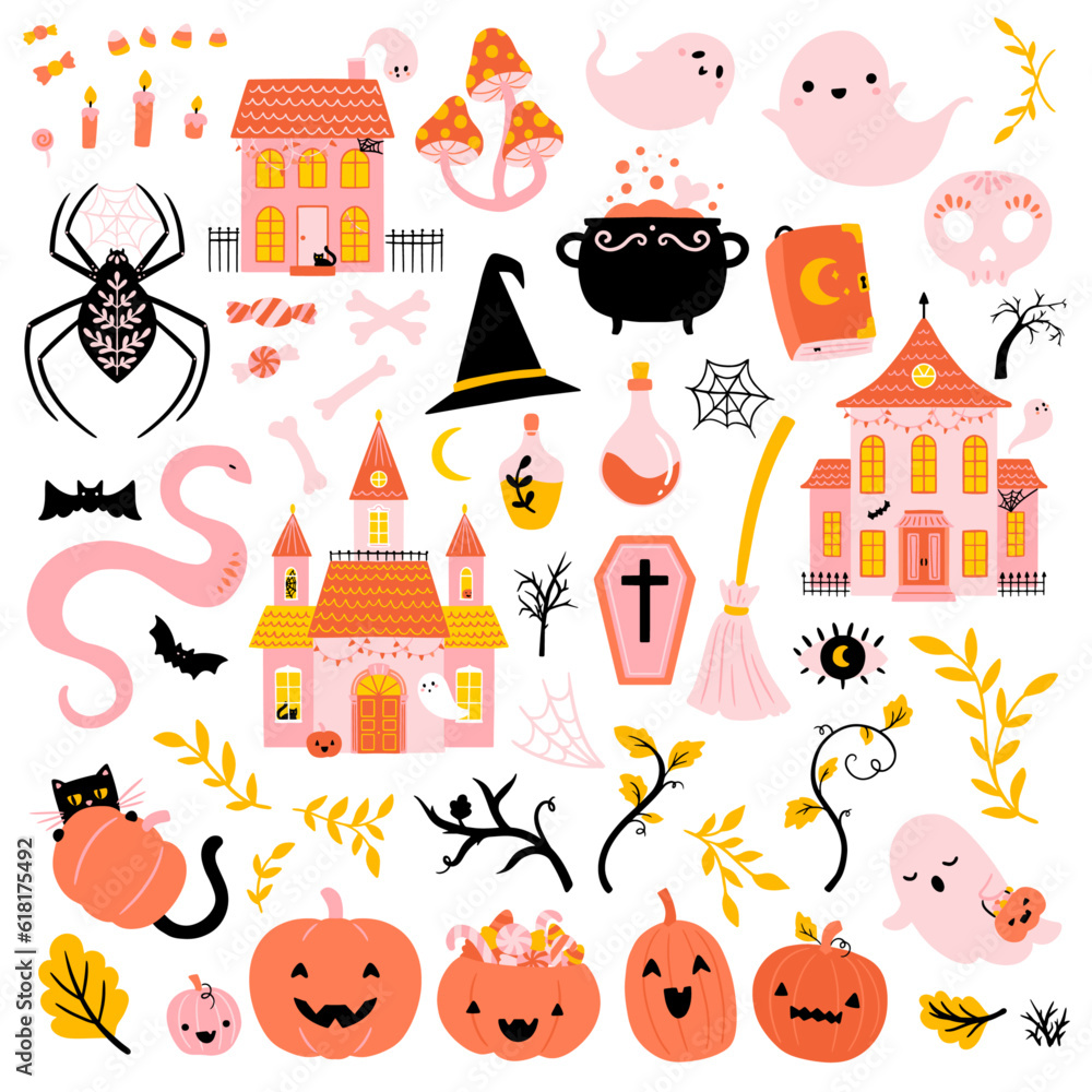 Vector Halloween Illustrations Clip Art Set Stock Vector | Adobe Stock