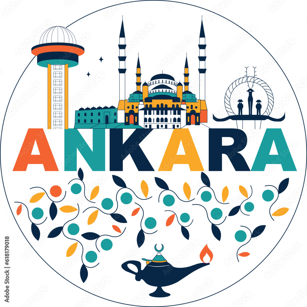 Typography word "Ankara" branding technology concept. Collection of ...