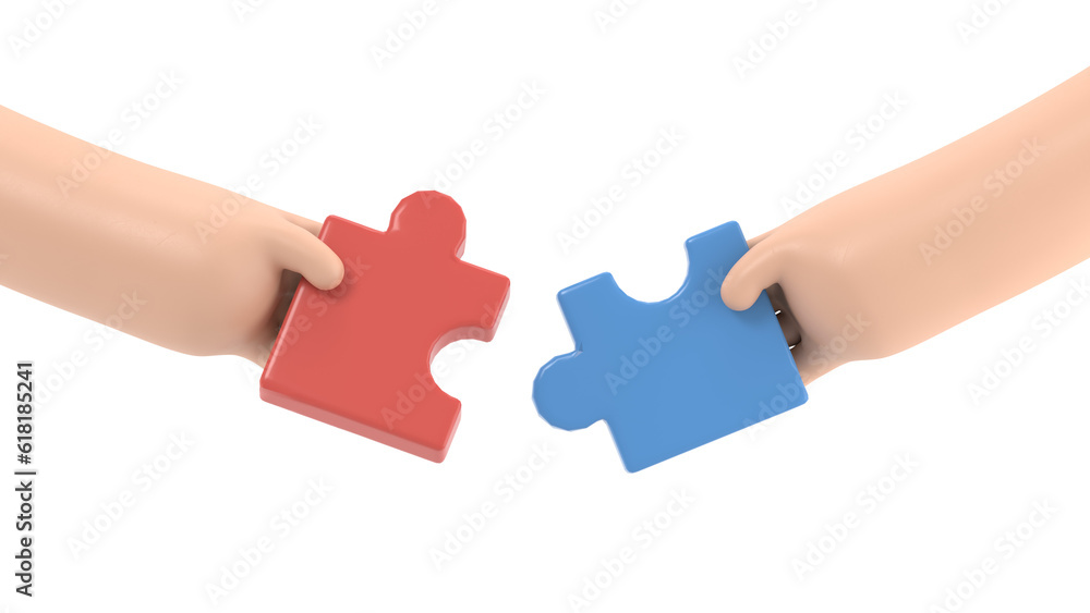 Transparent Backgrounds Mock-up.Business teamwork with white puzzle of ...