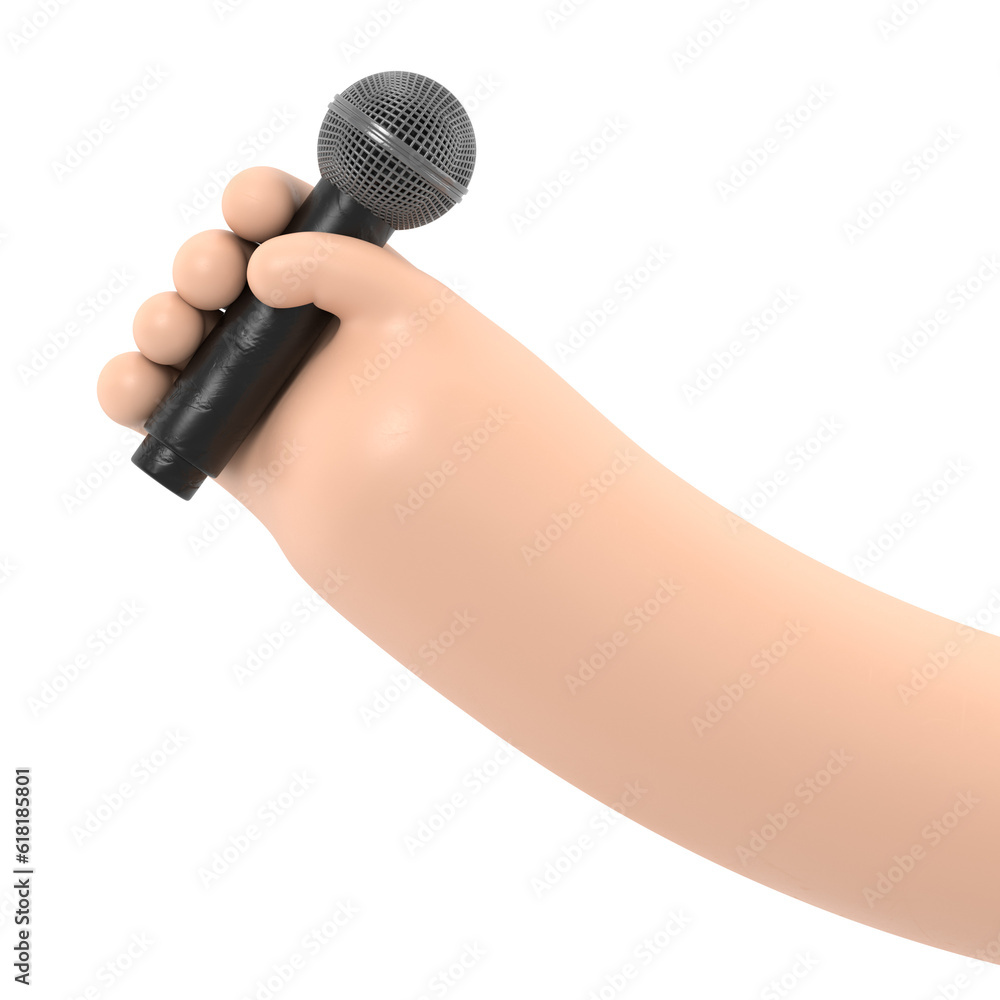 Transparent Backgrounds Mock-up.Cartoon hand holding microphone ...