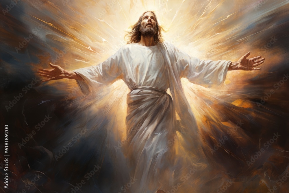 The Resurrection of Jesus. Christian concept interpretation. Artwork ...