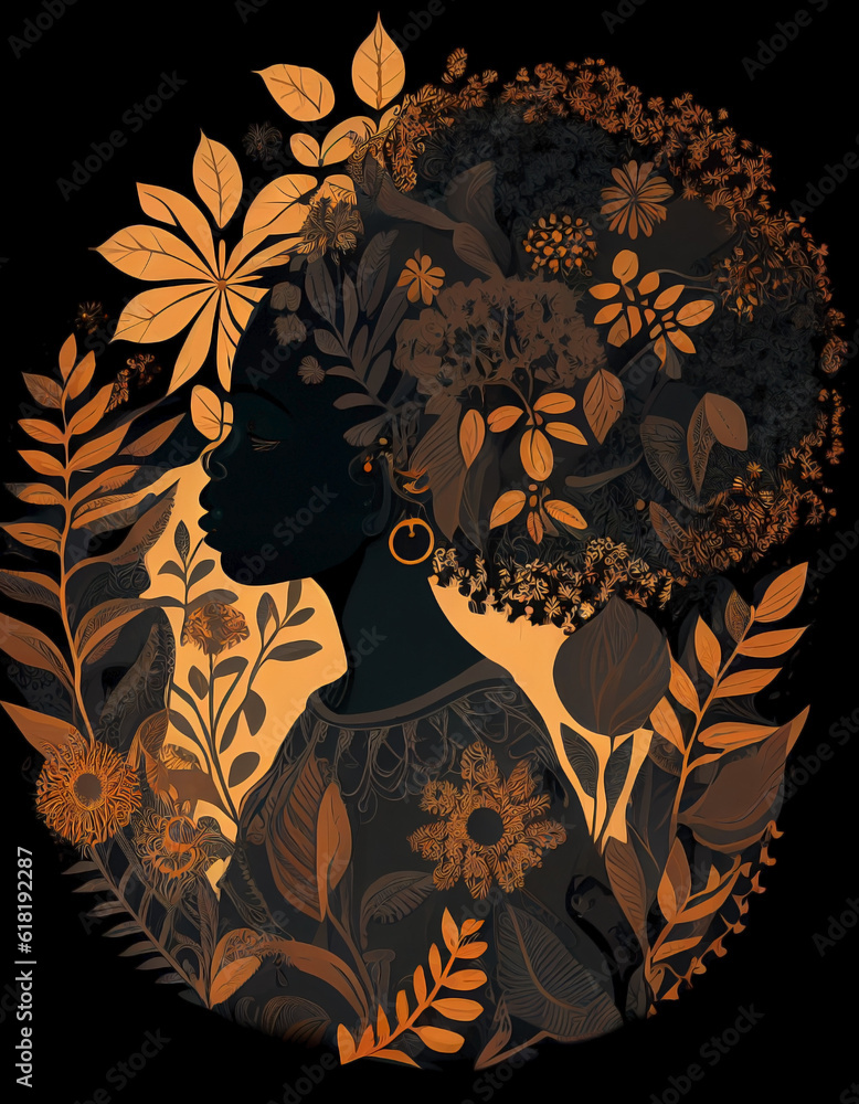 Powerful profile portrait of a black woman proud of her long African ...