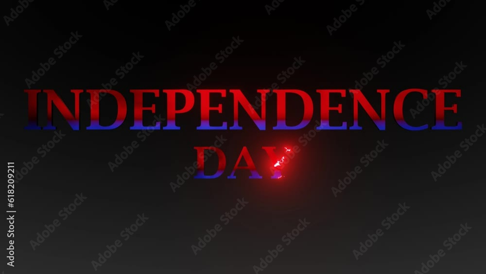 animated independence day text dissolving effect animation on dark and ...