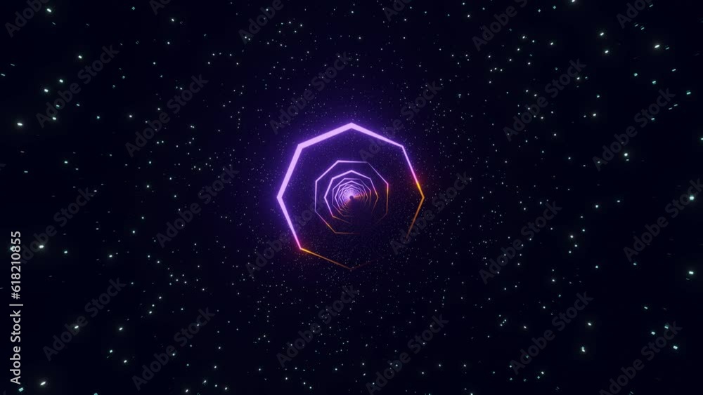 Purple and Orange Sci-Fi Neon Octagon Tunnel Background Loop Animation ...