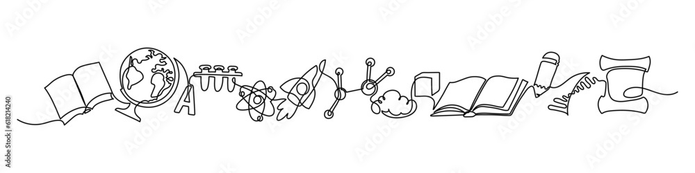 School subjects doodle. Continuous line drawing. Stock Vector | Adobe Stock
